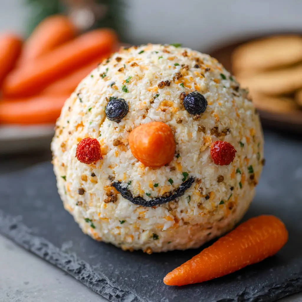 Adorable Snowman Christmas Cheese Ball Recipe