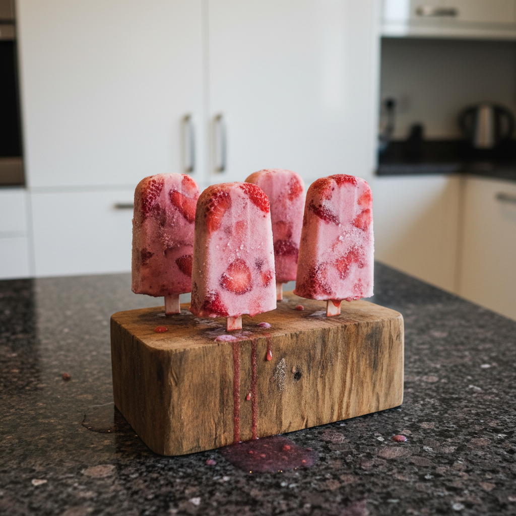 Easy Strawberry Popsicles: Creamy Two-Tone Twist!
