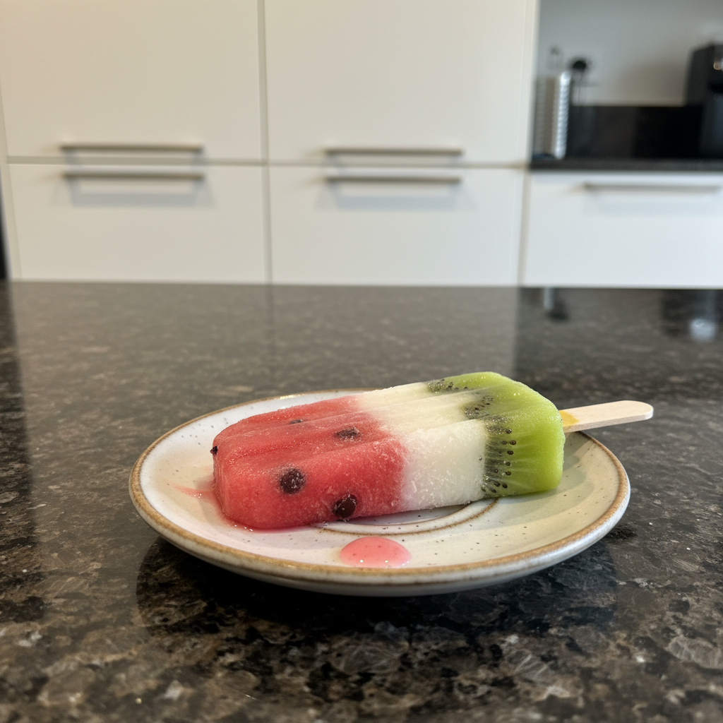 Easy Watermelon Popsicles with Kiwi & Coconut